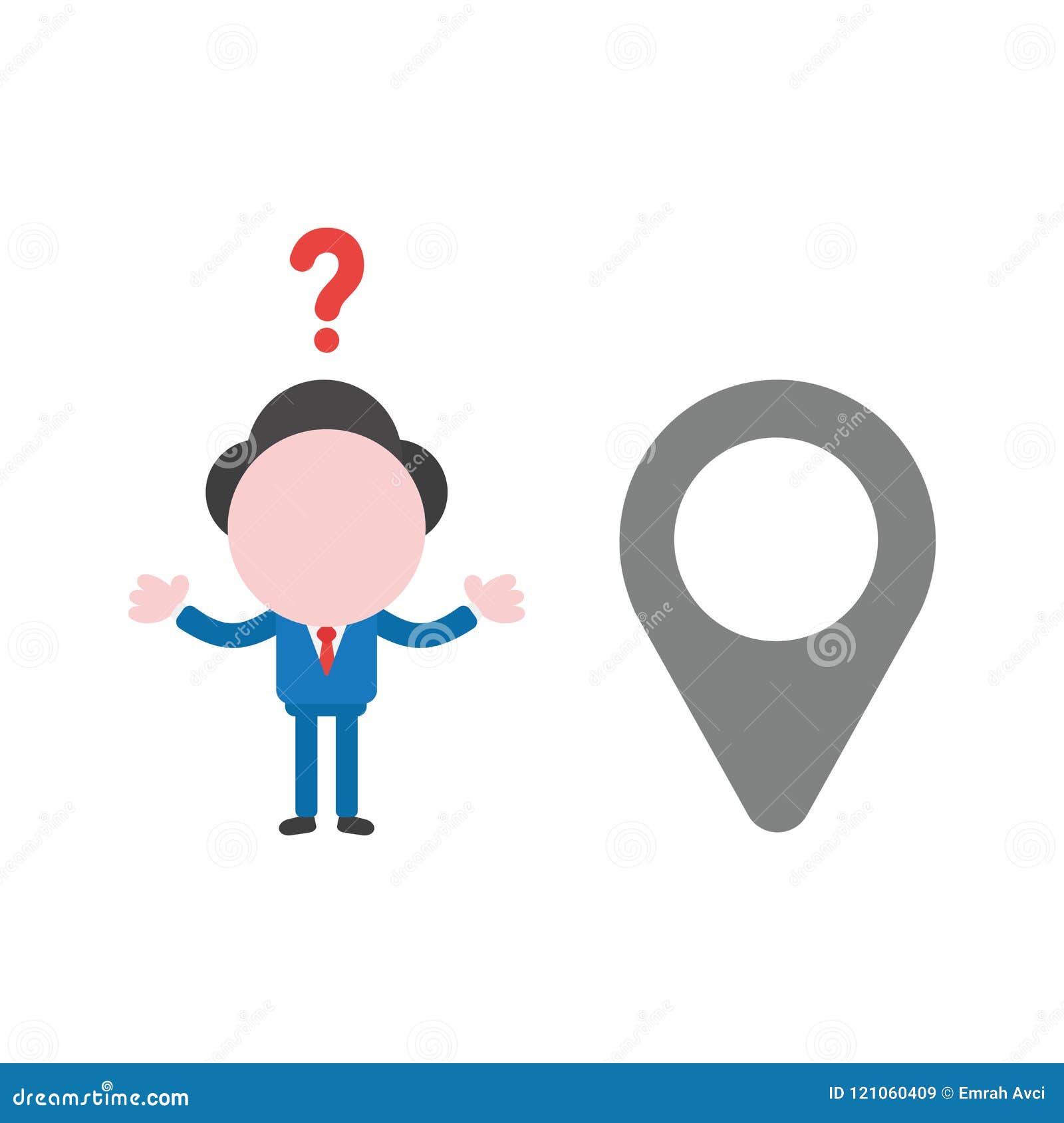 Vector Confused Businessman Character with Map Pointer Stock Vector ...