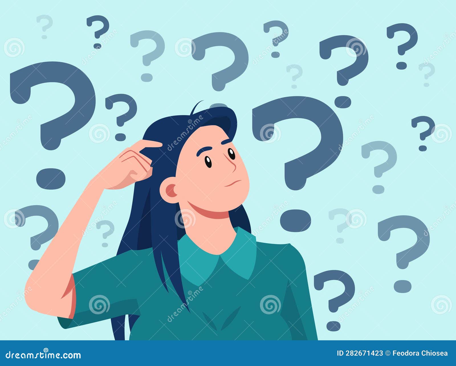 Vector of a Confused Thinking Woman Bewildered Scratching Head Seeks a ...