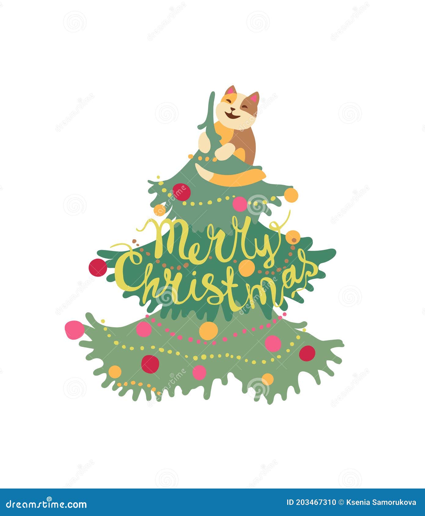 Vector Congratulation Card with Christmas Tree Stock Vector ...