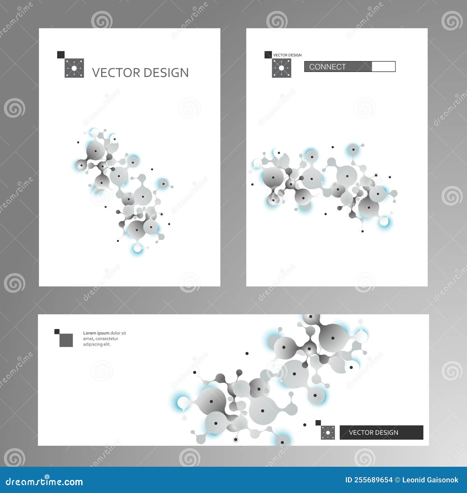 Vector Connect Design. Molecular Compounds of Circles with Colored ...
