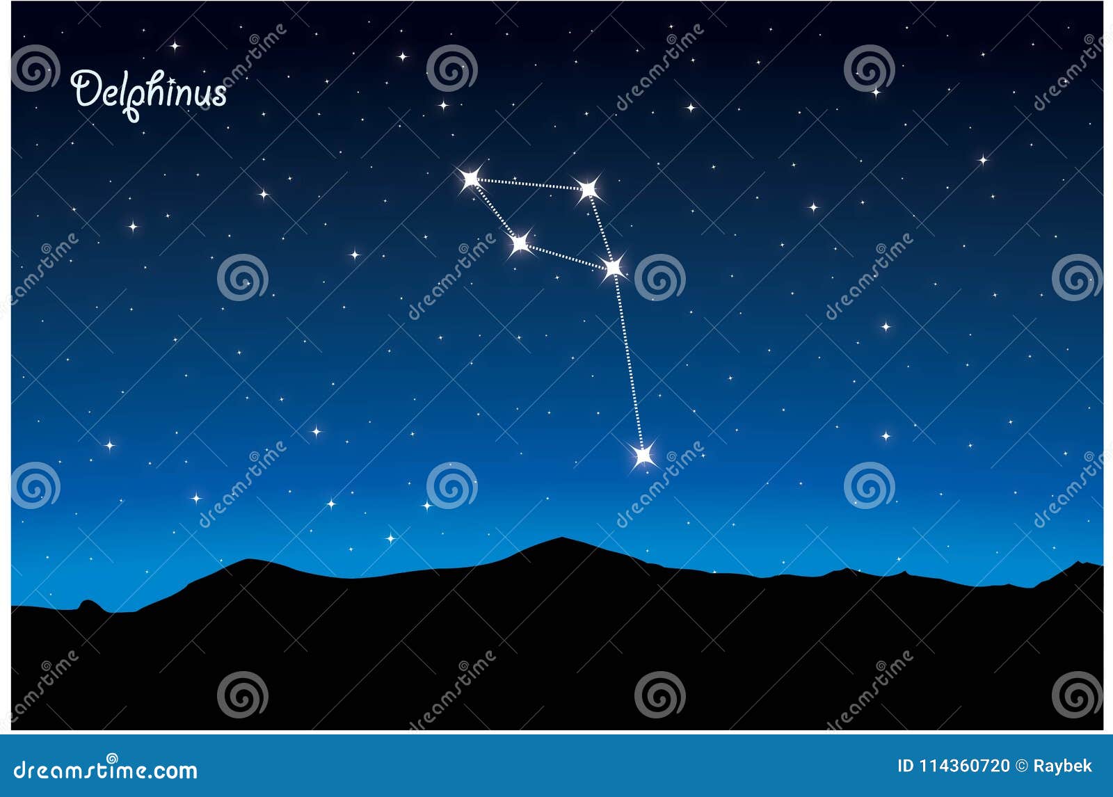 Constellation of Delphinus stock illustration. Illustration of galaxy ...