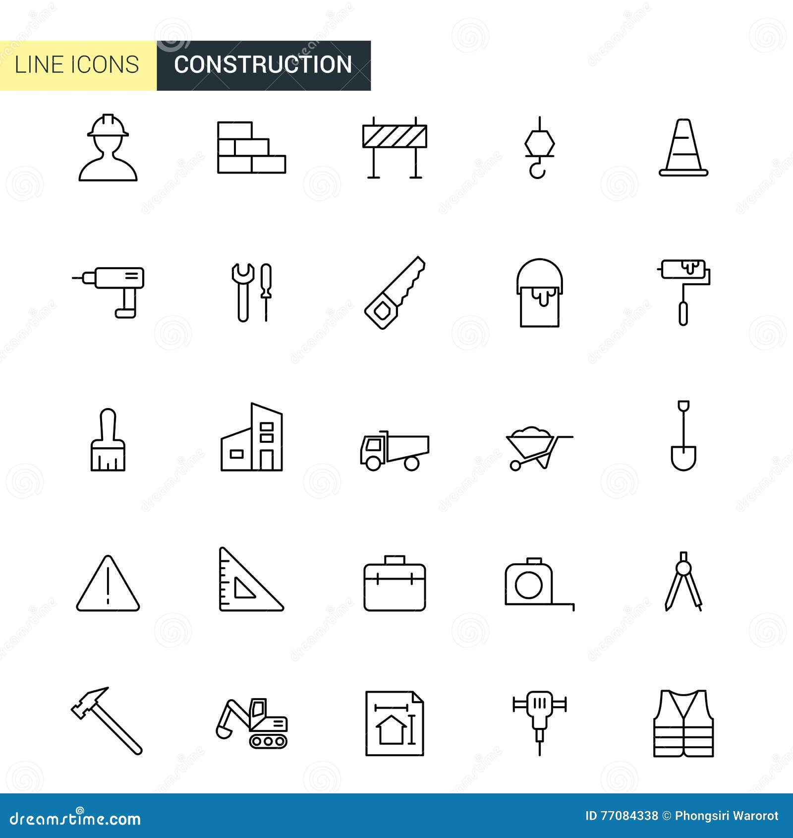 Vector Construction Line Icons Stock Vector - Illustration of hammer ...