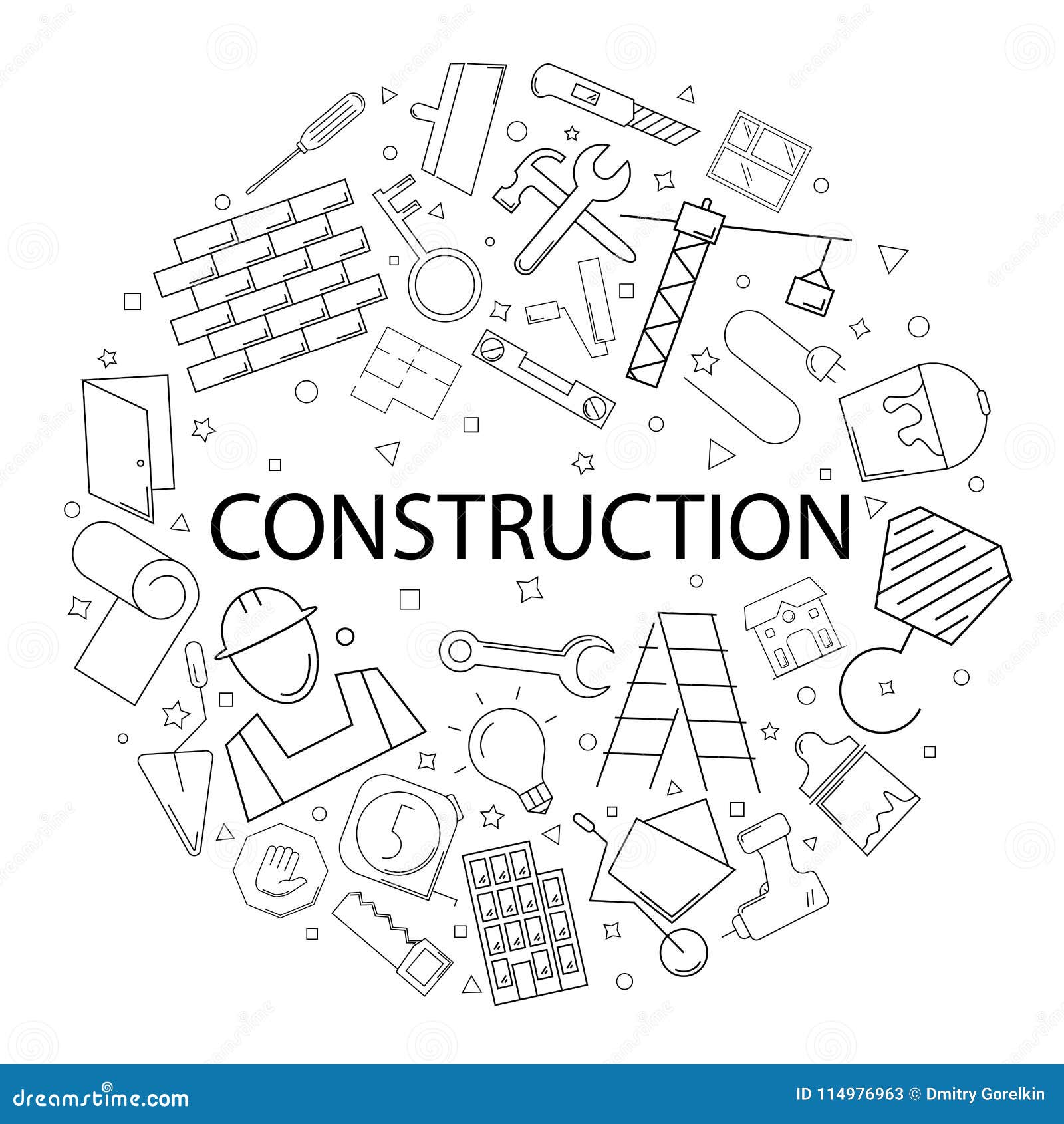 Vector Construction Pattern with Word. Construction Background Stock ...