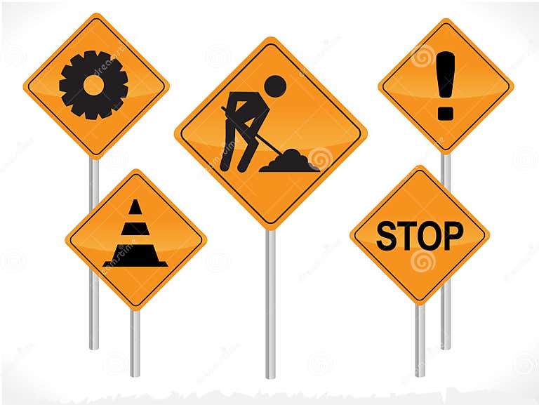 Vector Construction Signs stock vector. Illustration of business - 21454430