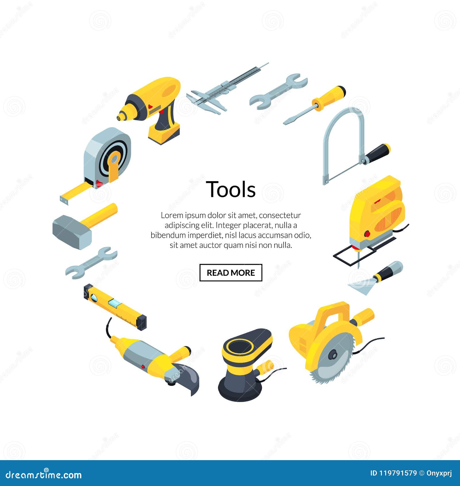 Vector Construction Tools Isometric Icons in Circle Stock Vector ...