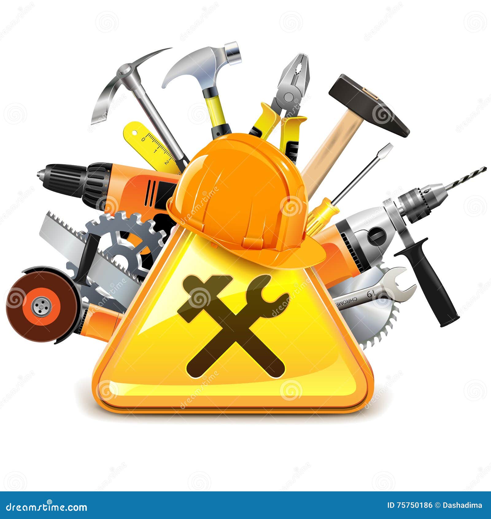 Vector Construction Tools with Sign Stock Vector - Illustration of hard ...