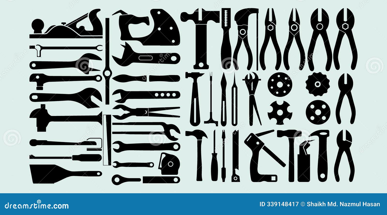 Vector Construction Tools Silhouette Set of Labor Work and Repair ...