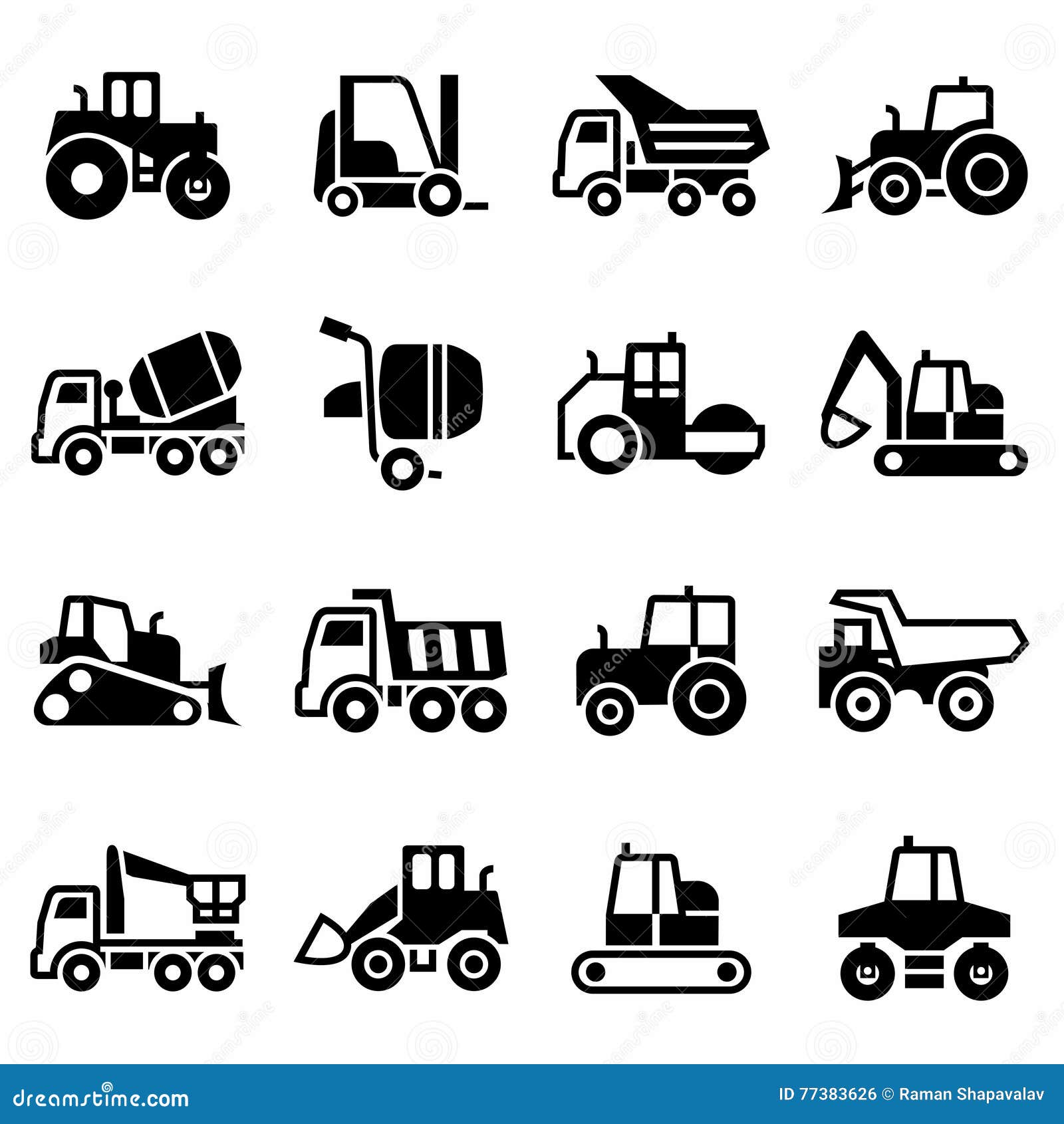 Vector Construction Transport Icon Set Stock Vector - Illustration of ...