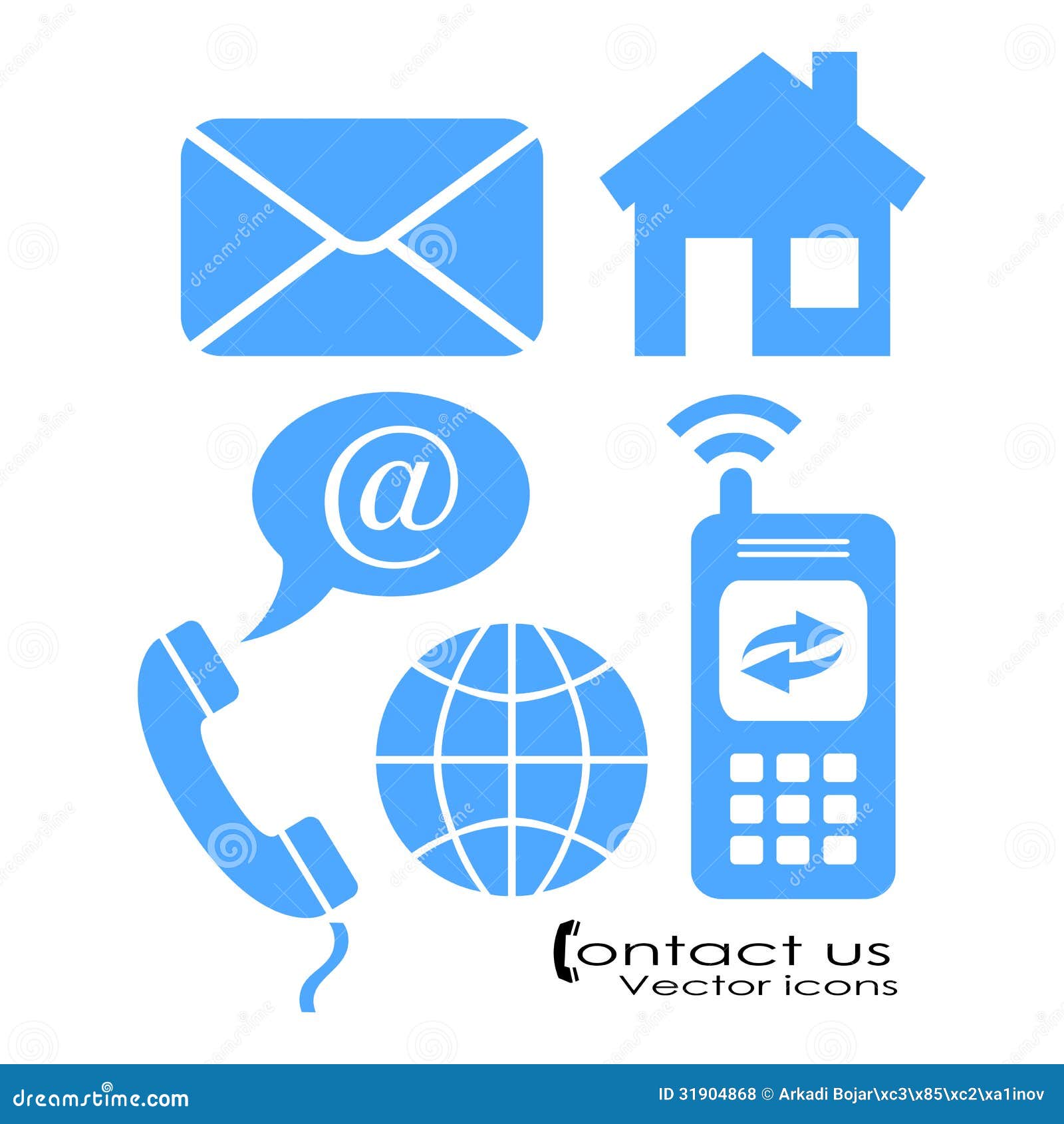 Vector contact symbols stock vector. Illustration of blue - 31904868