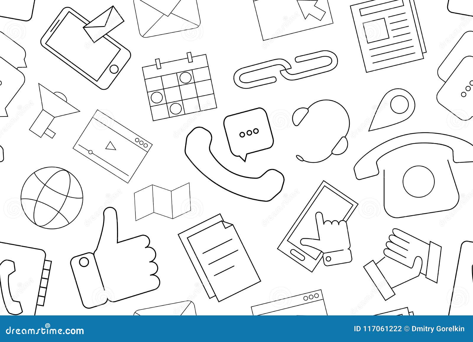 Vector Contact Us Pattern. Contact Us Seamless Background Stock Vector - Illustration of ...