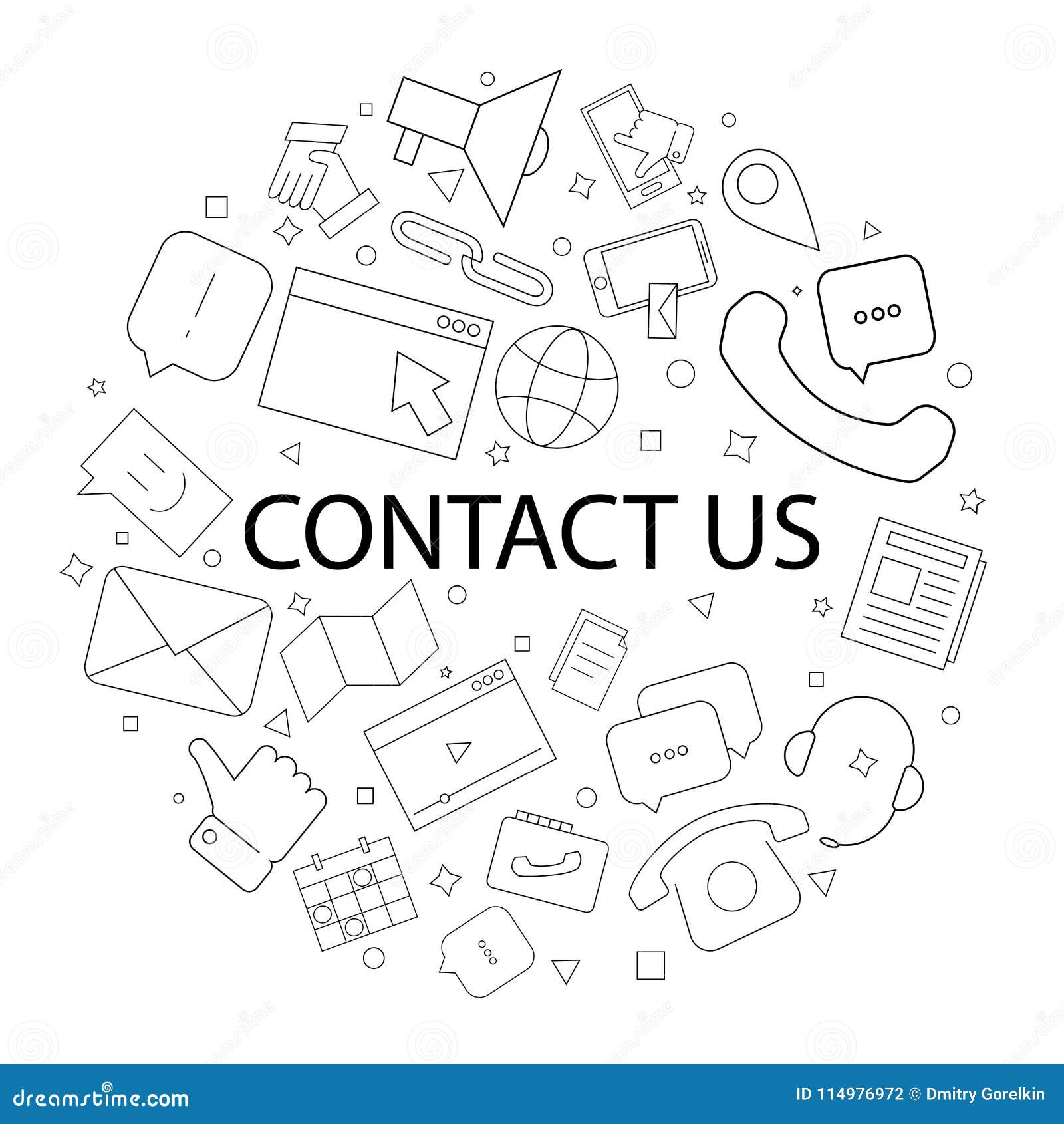 Vector Contact Us Pattern with Word. Contact Us Background Stock Vector - Illustration of line ...