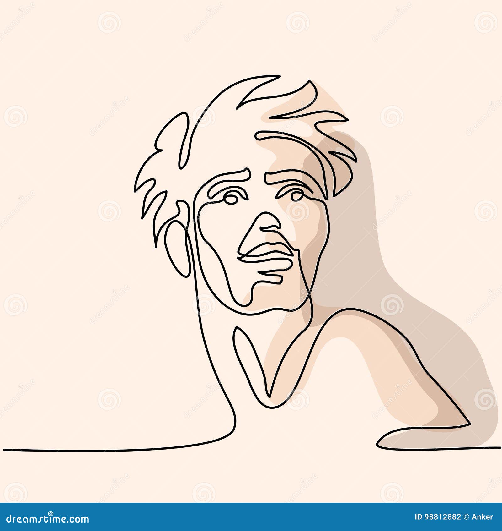 Vector Continuous Line. Abstract Portrait of a Man Stock Vector ...