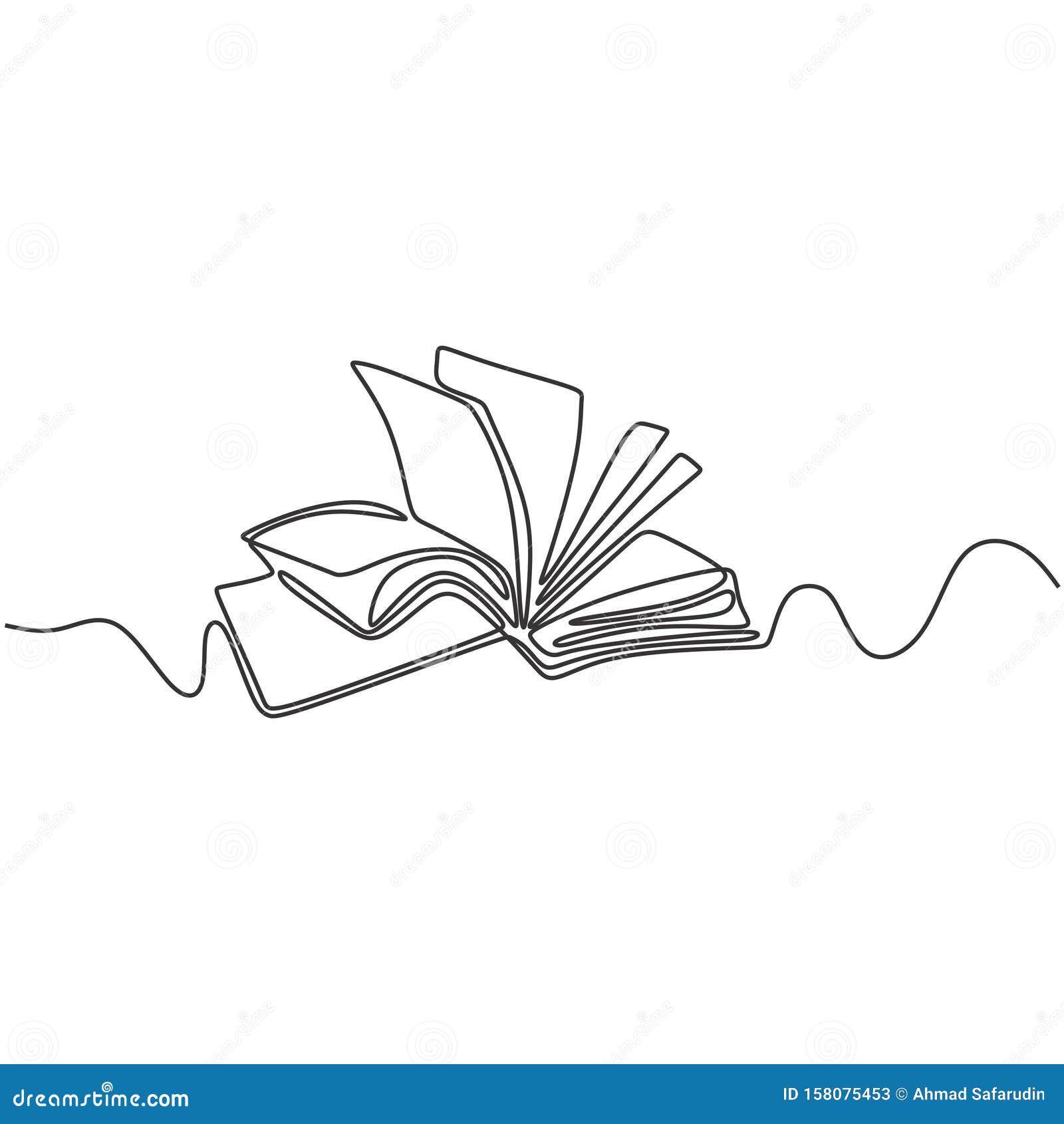 Book One Line Drawing Banner Continuous Hand Drawn Minimalist