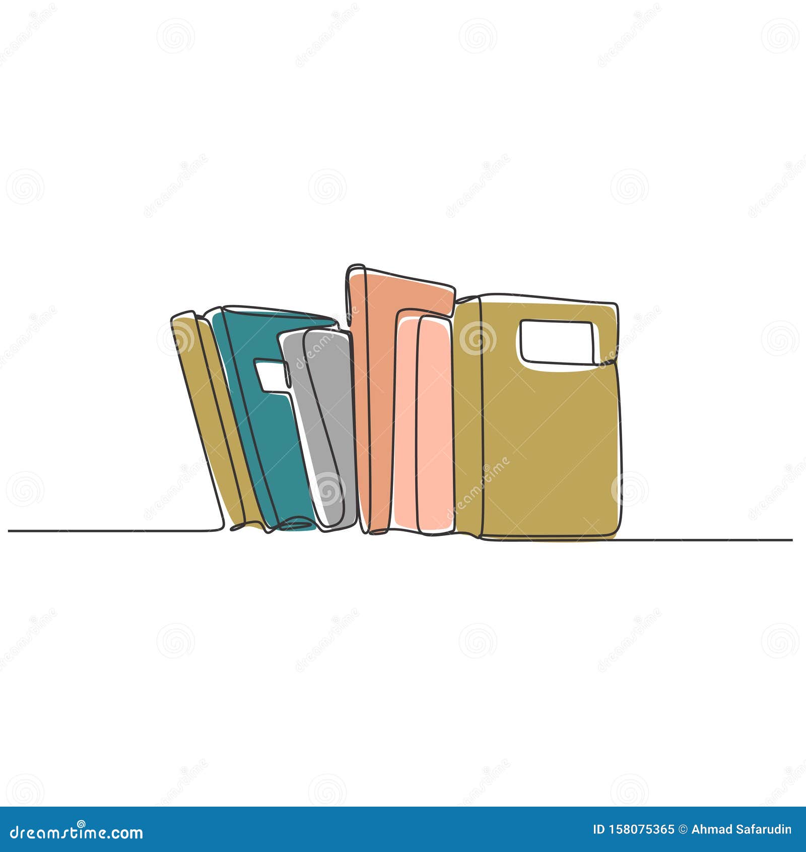 Vector Continuous Line Drawing of Stack of Books. Educational Idea ...