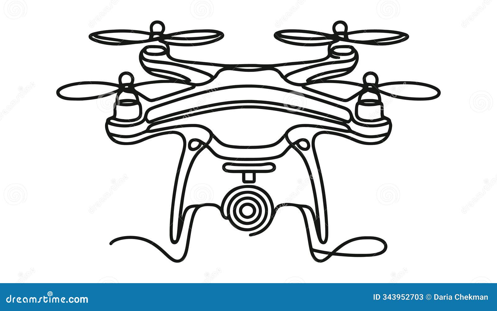 Vector Continuous One Single Line Drawing Icon of Quadcopter Camera ...