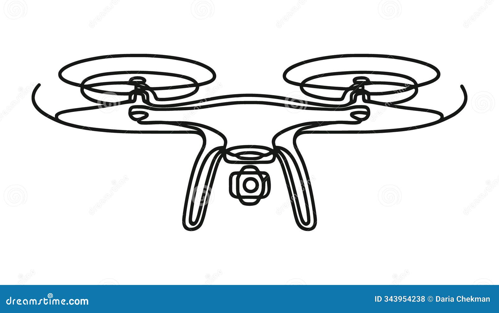 Vector Continuous One Single Line Drawing Icon of Quadcopter Camera ...