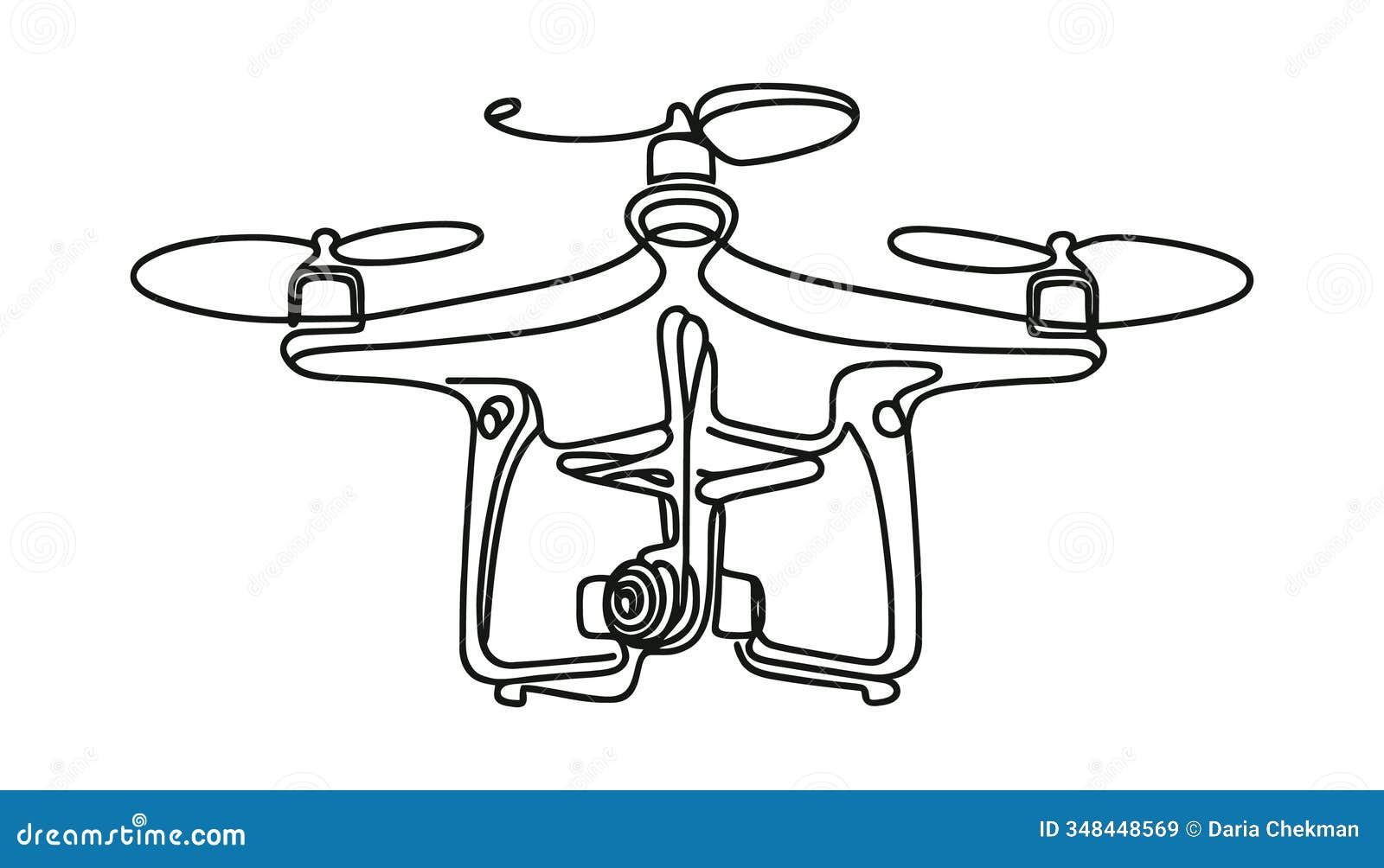 Vector Continuous One Single Line Drawing Icon of Quadcopter Camera ...