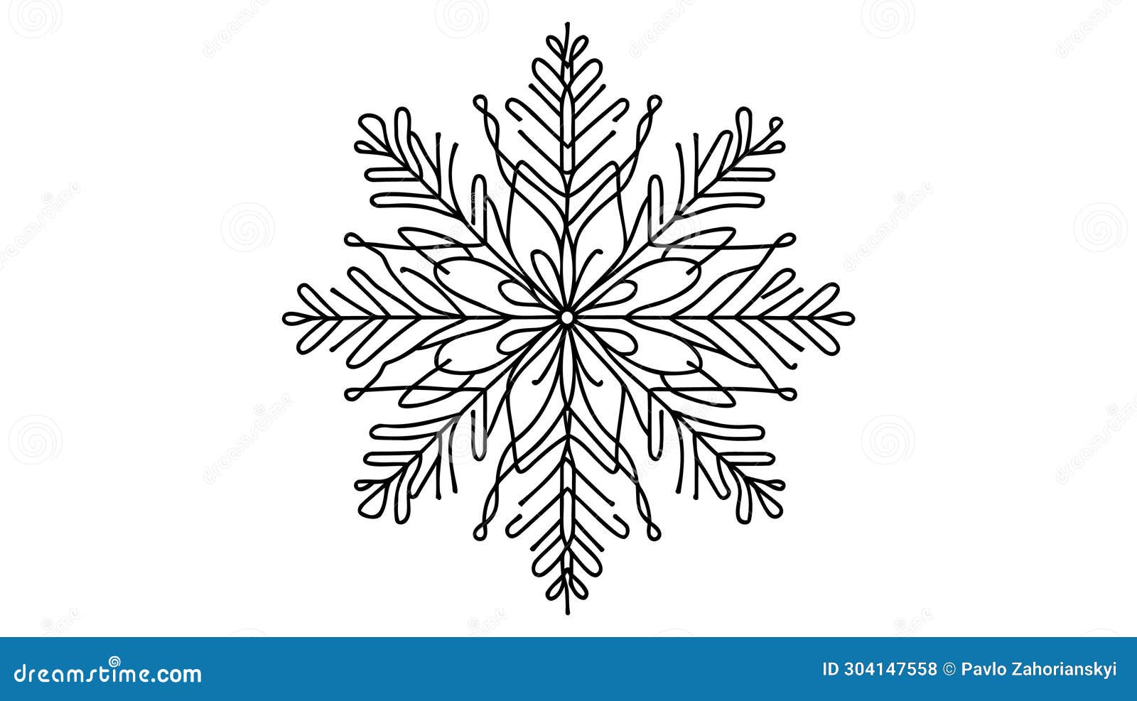 Vector Continuous One Single Line Drawing of Snowflake Christmas ...
