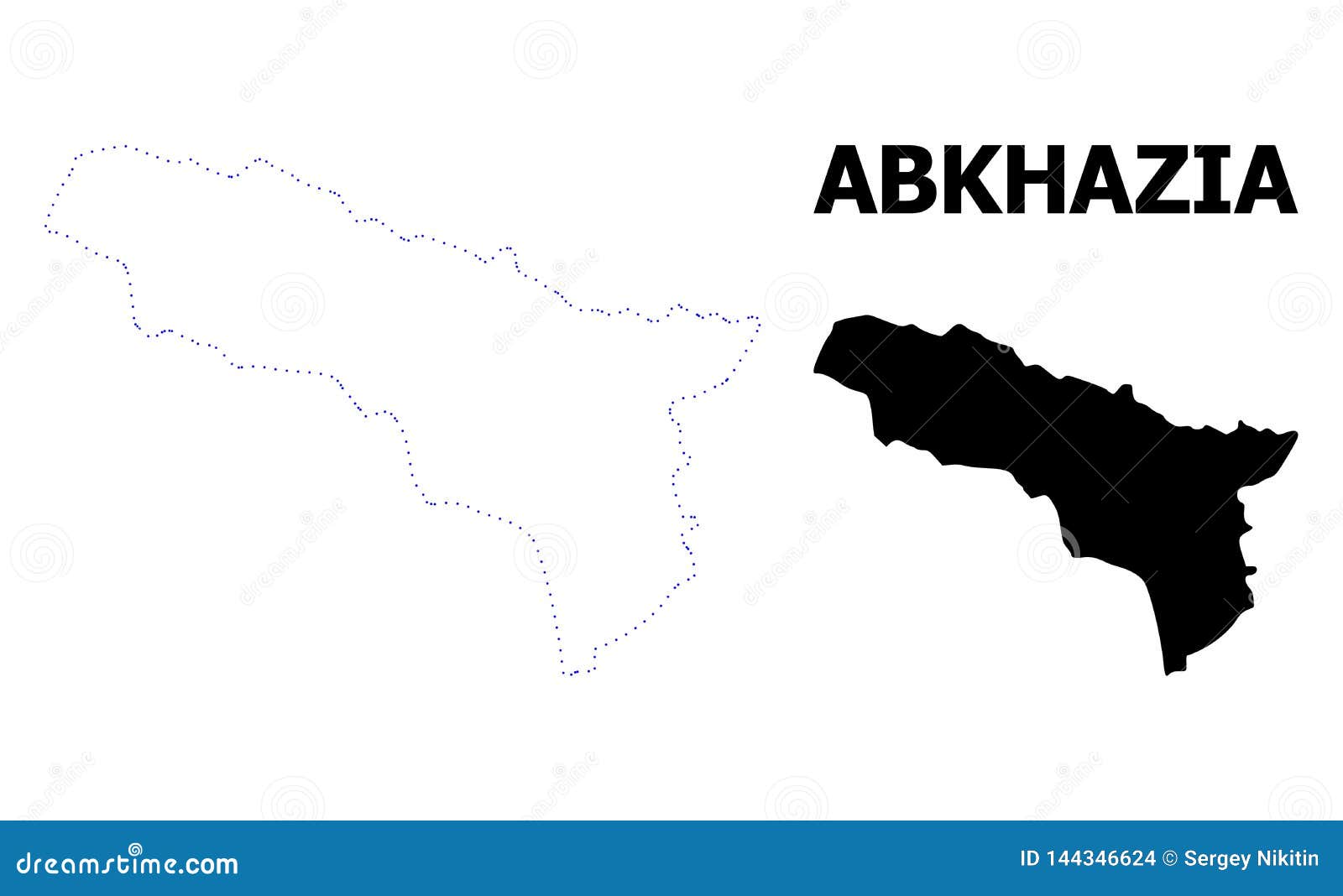 Vector Contour Dotted Map of Abkhazia with Caption Stock Vector ...