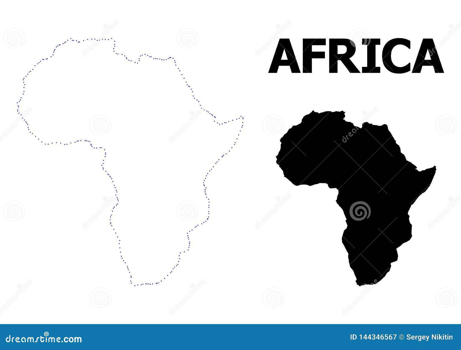 Vector Contour Dotted Map of Africa with Name Stock Vector ...