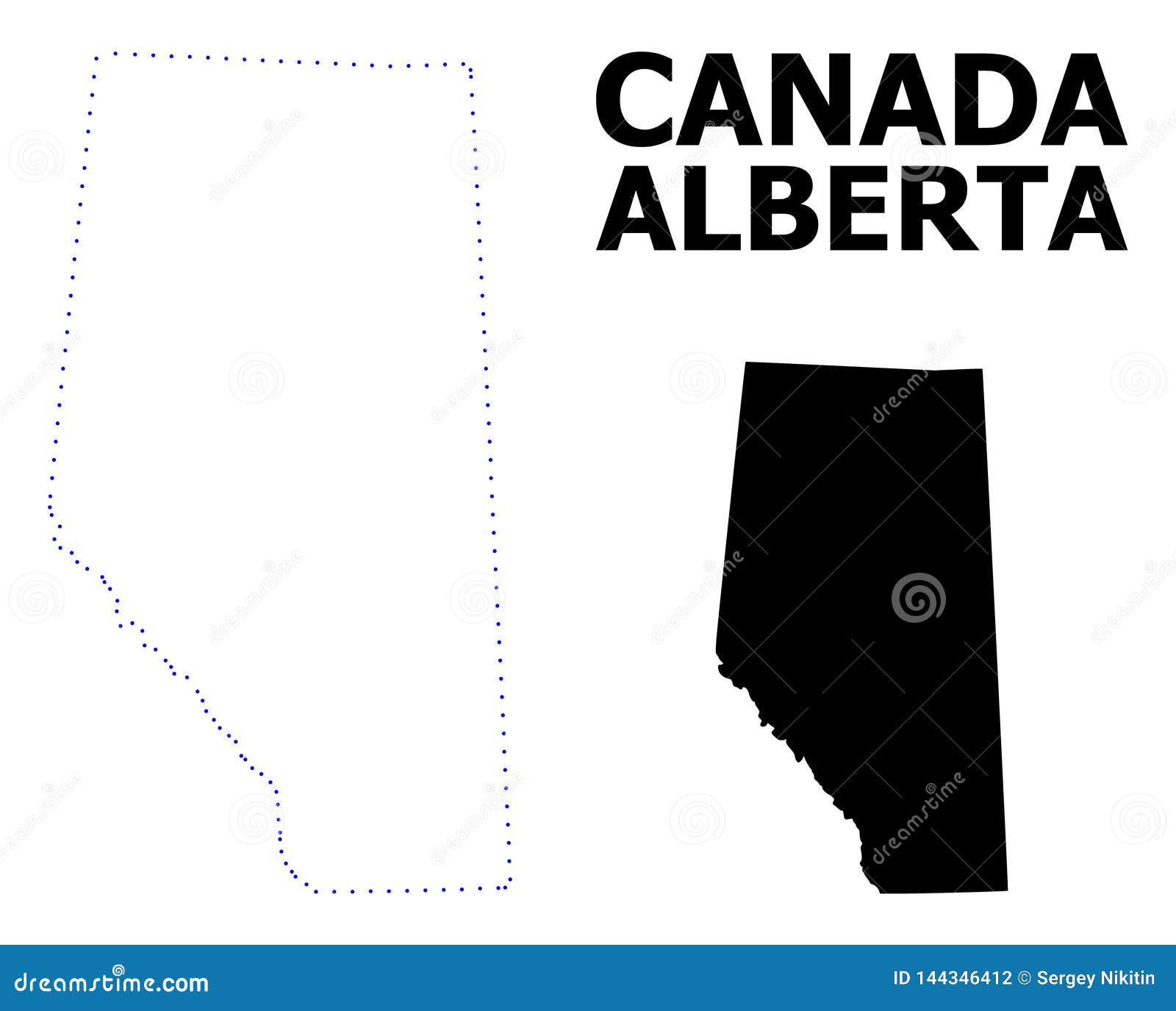 Vector Contour Dotted Map of Alberta Province with Name Stock Vector ...