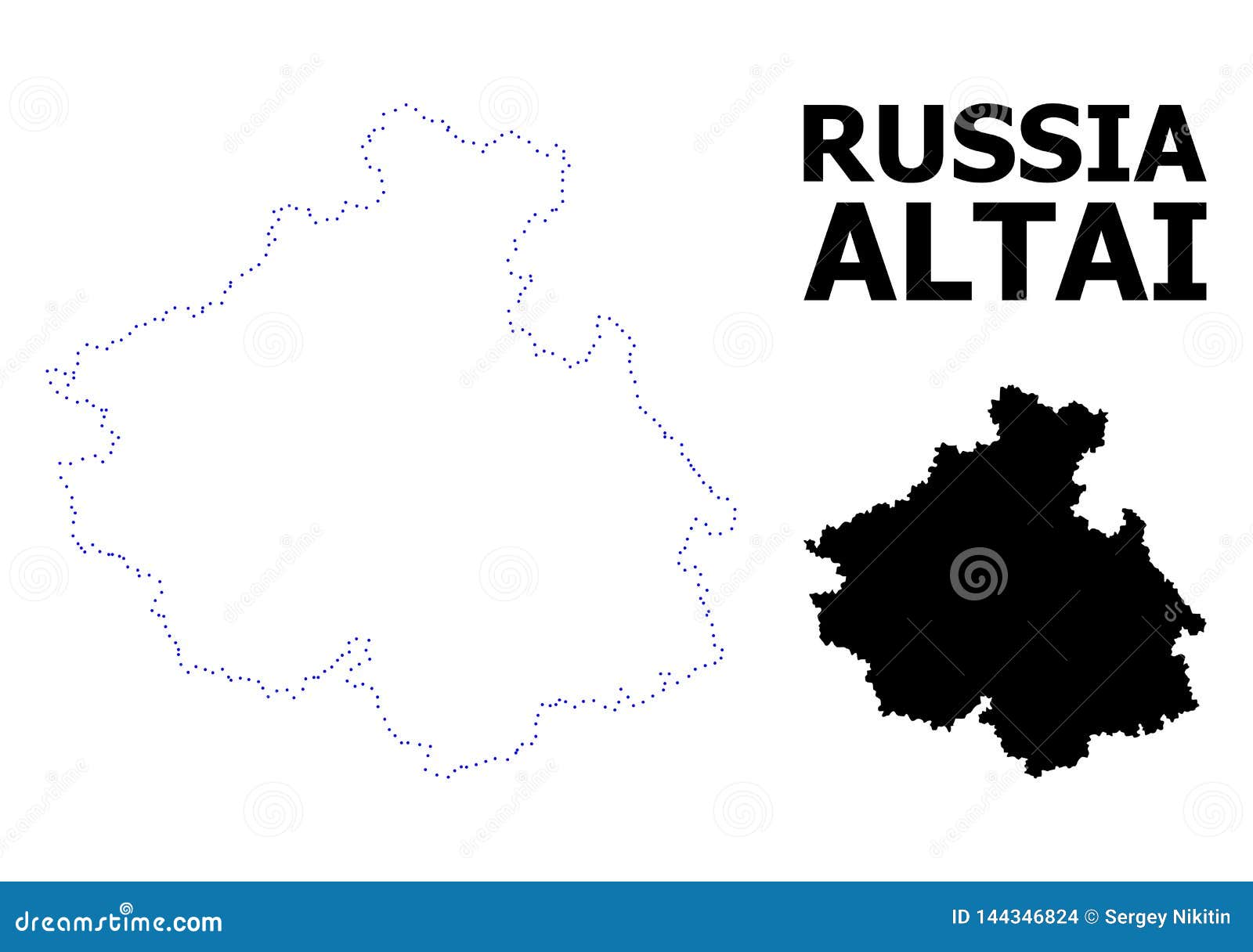 Vector Contour Dotted Map of Altai Republic with Caption Stock Vector ...