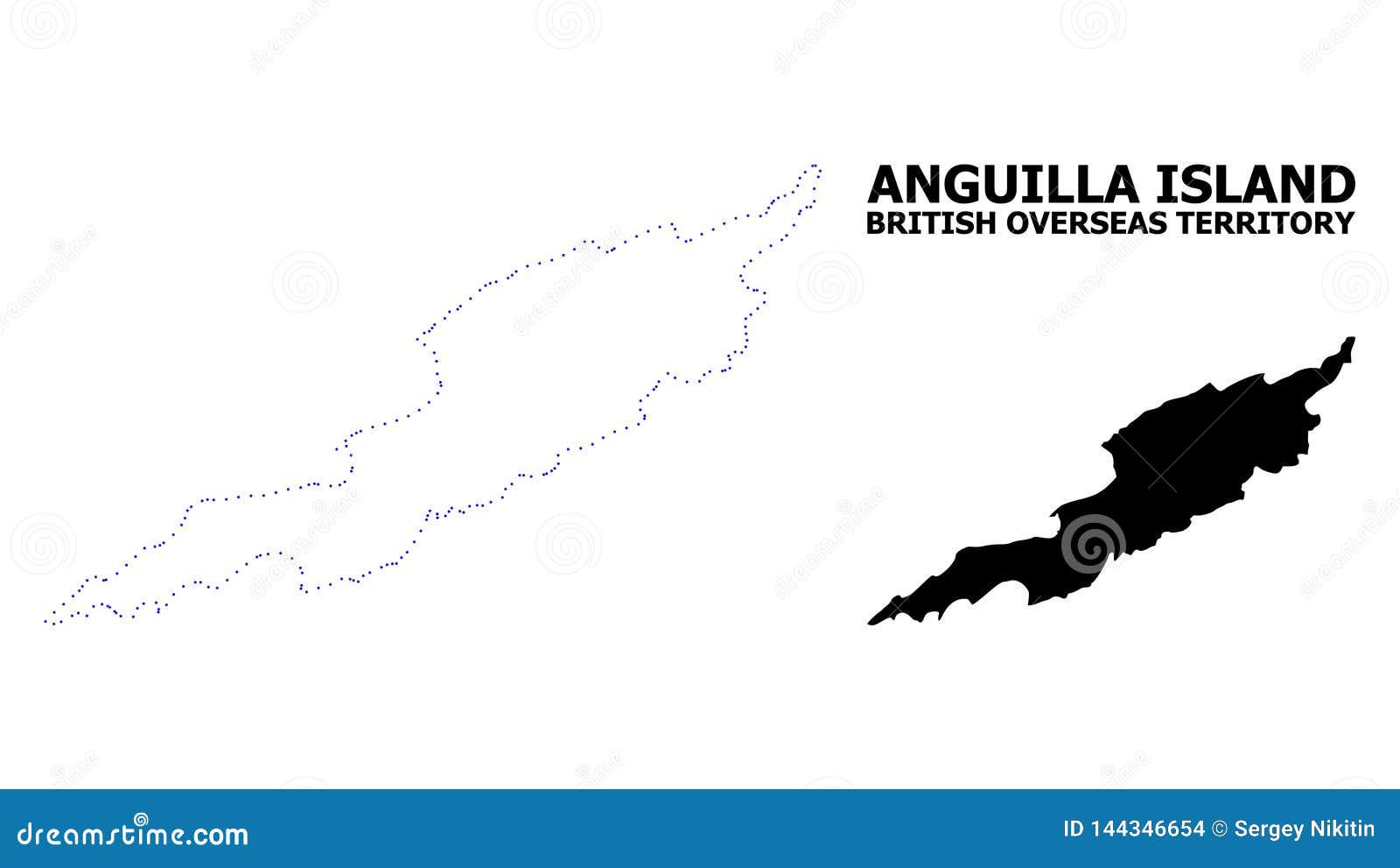 Vector Contour Dotted Map of Anguilla Island with Name Stock Vector ...