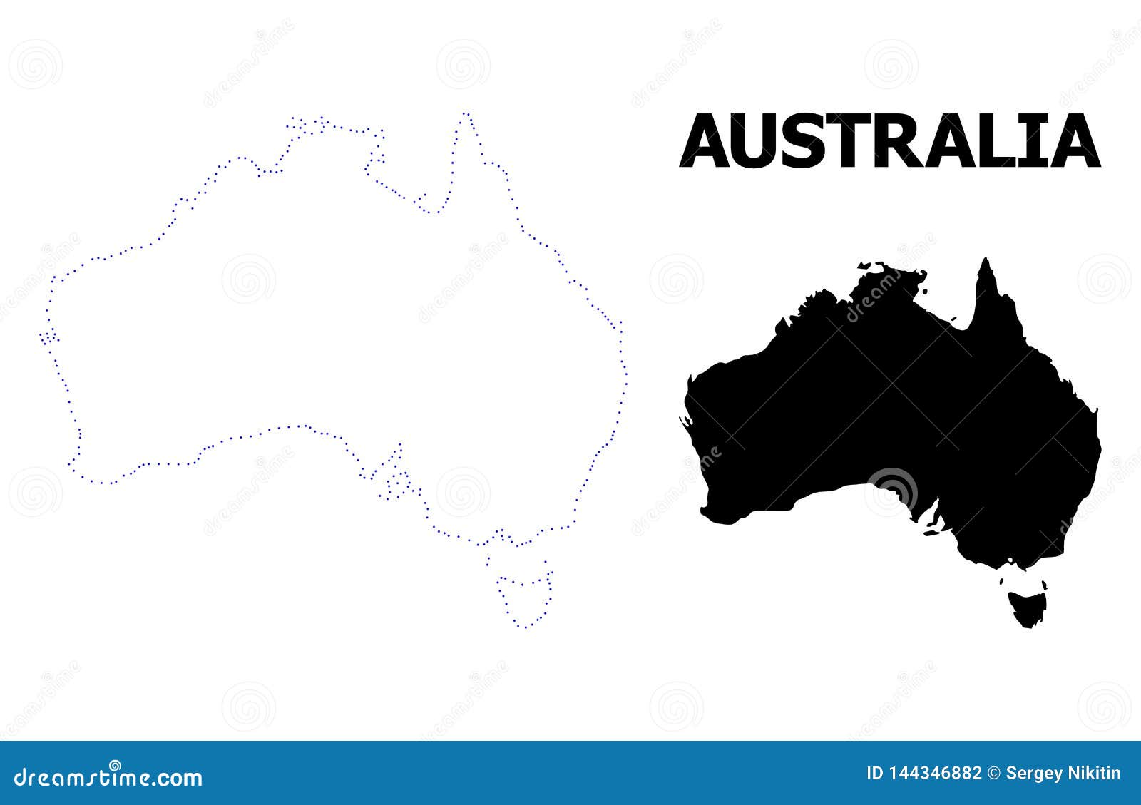 Vector Contour Dotted Map of Australia with Caption Stock Vector ...