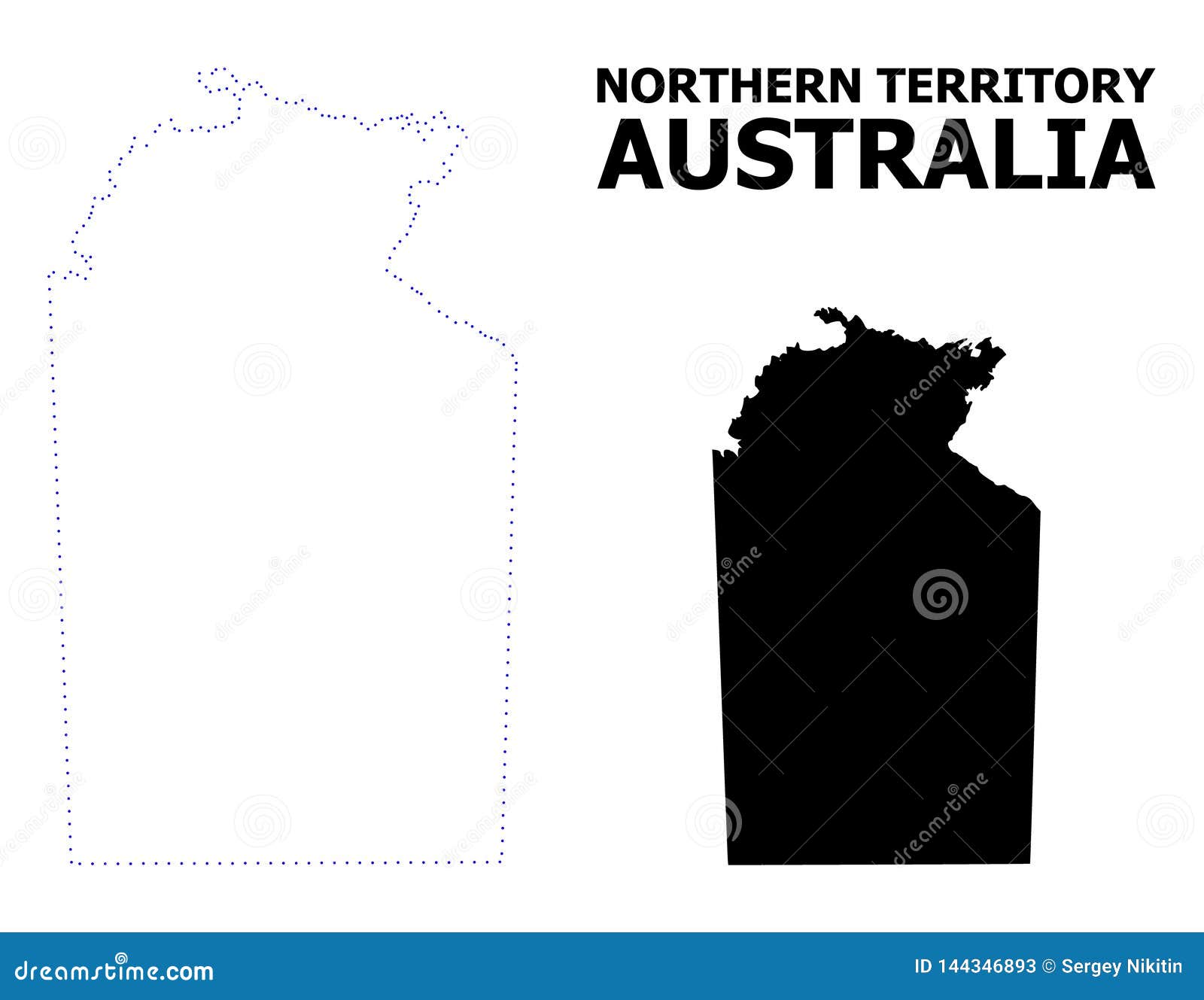 Vector Contour Dotted Map of Australian Northern Territory with Name ...