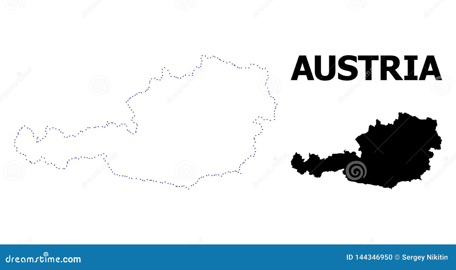 Vector Contour Dotted Map of Austria with Caption Stock Vector ...