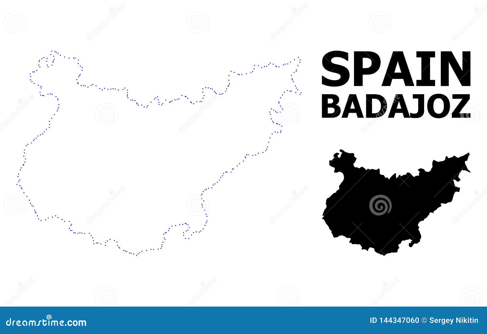 Vector Contour Dotted Map of Badajoz Province with Name Stock Vector ...