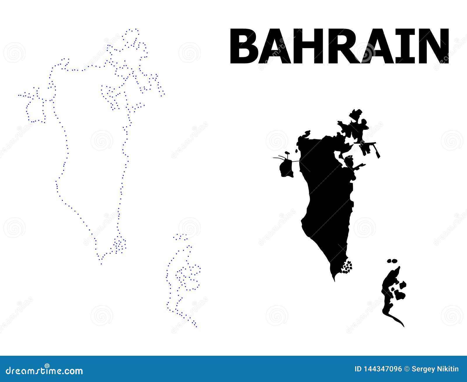 Vector Contour Dotted Map of Bahrain with Caption Stock Vector ...