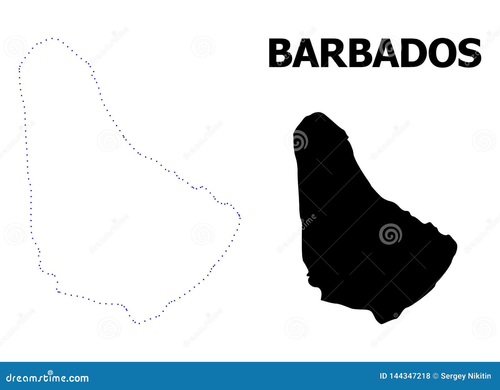 Vector Contour Dotted Map of Barbados with Caption Stock Vector ...