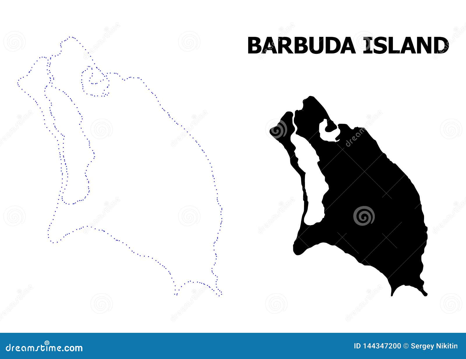 Vector Contour Dotted Map of Barbuda Island with Caption Stock Vector ...