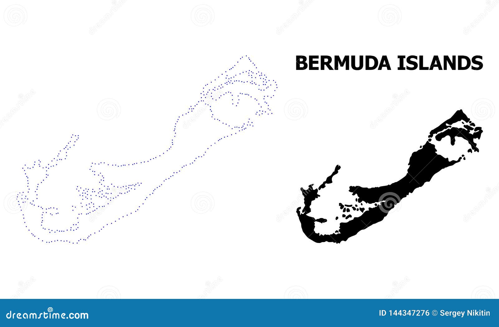 Vector Contour Dotted Map of Bermuda Islands with Name Stock Vector ...