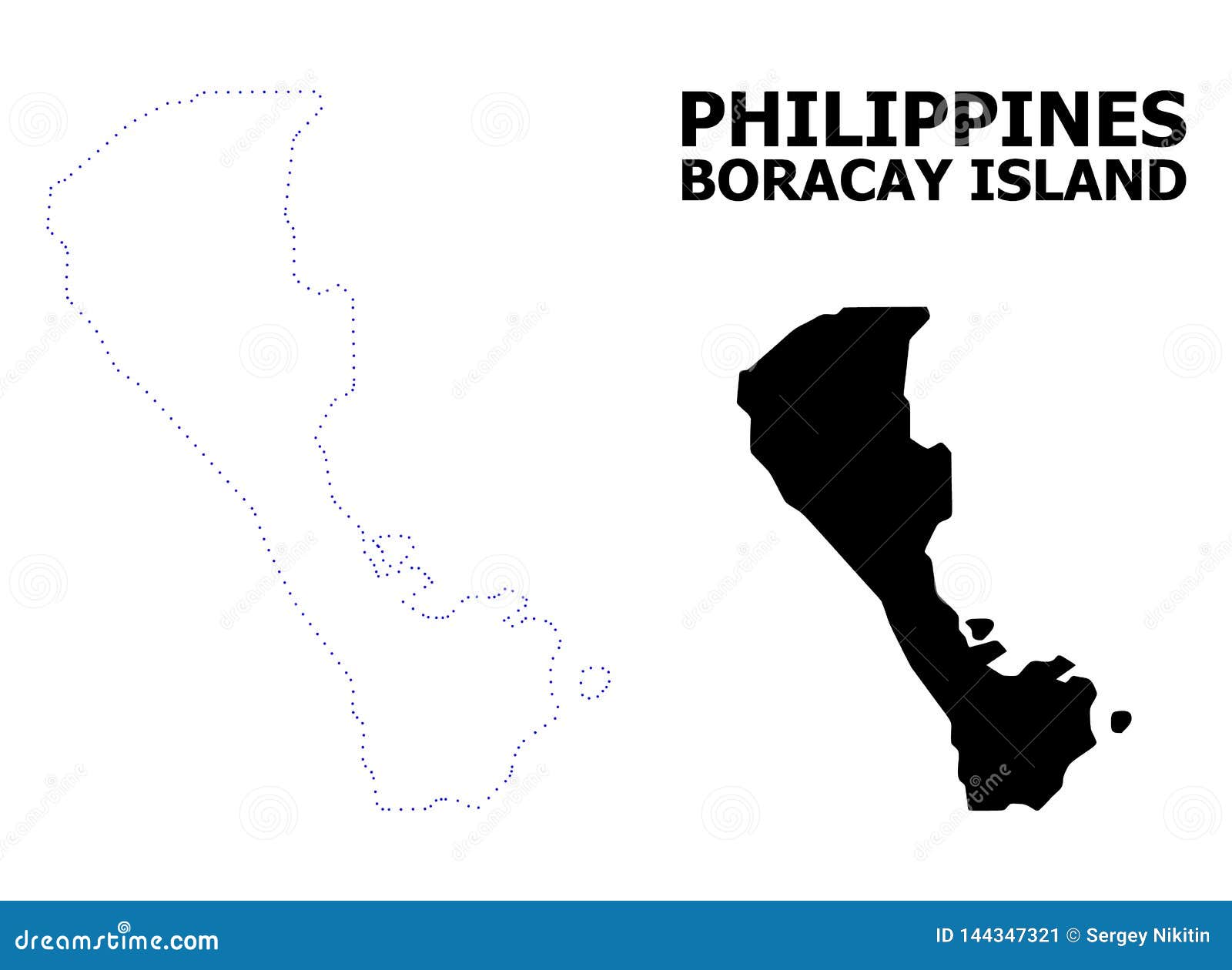 Vector Contour Dotted Map of Boracay Island with Caption Stock Vector ...