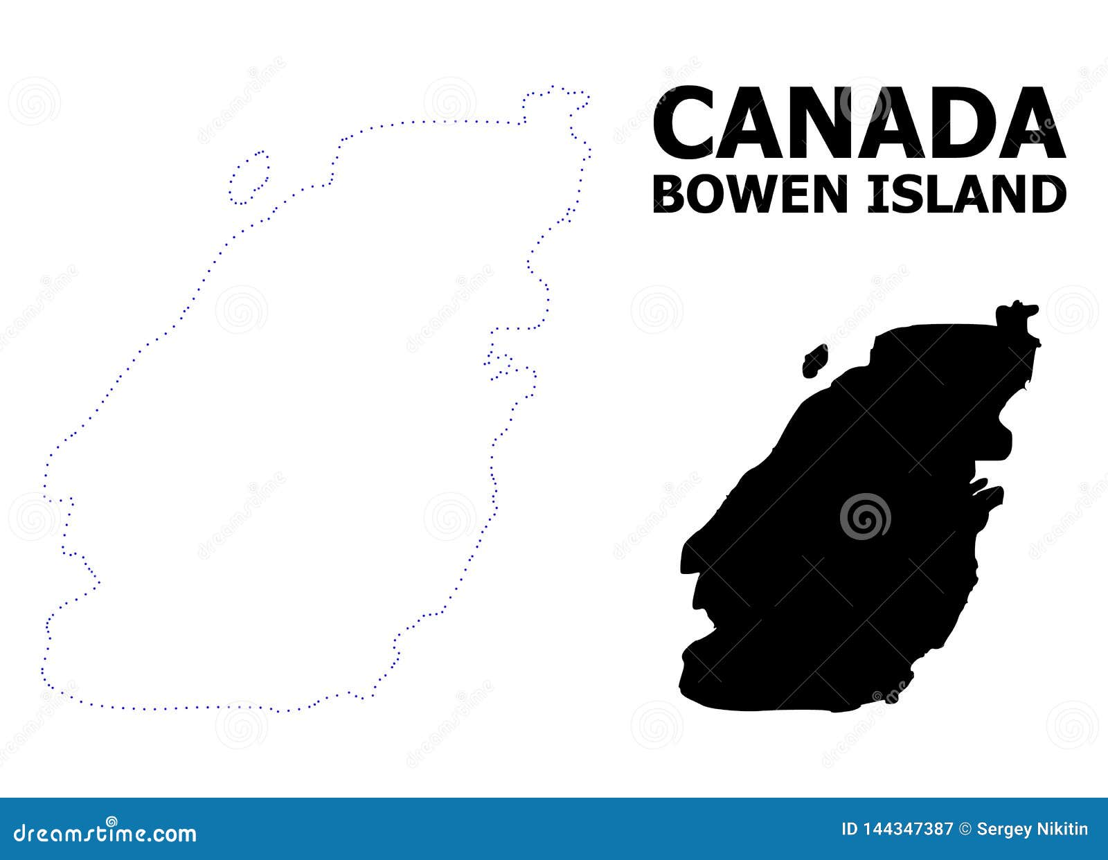 Vector Contour Dotted Map of Bowen Island with Name Stock Vector ...