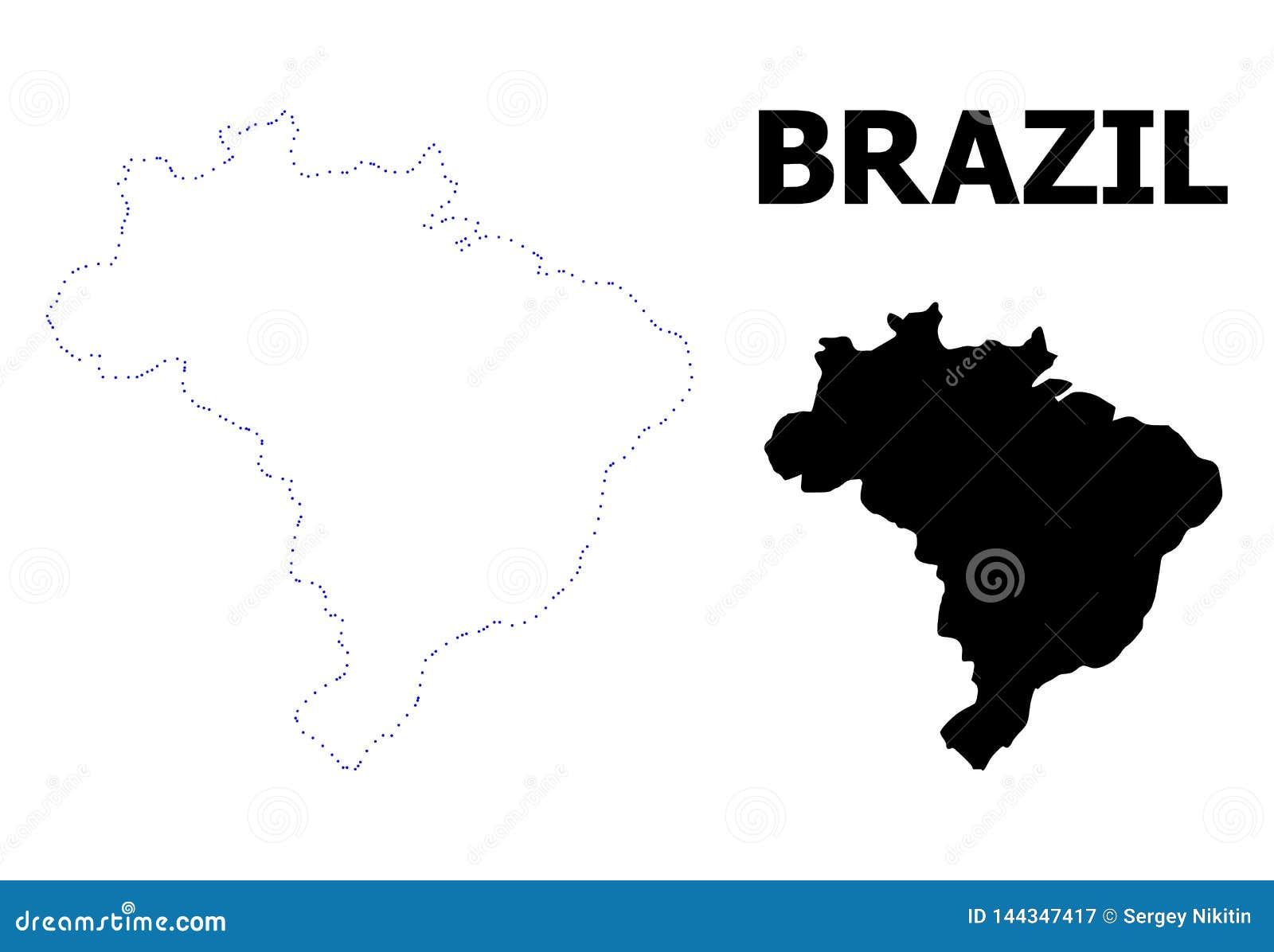 Vector Contour Dotted Map of Brazil with Caption Stock Vector ...
