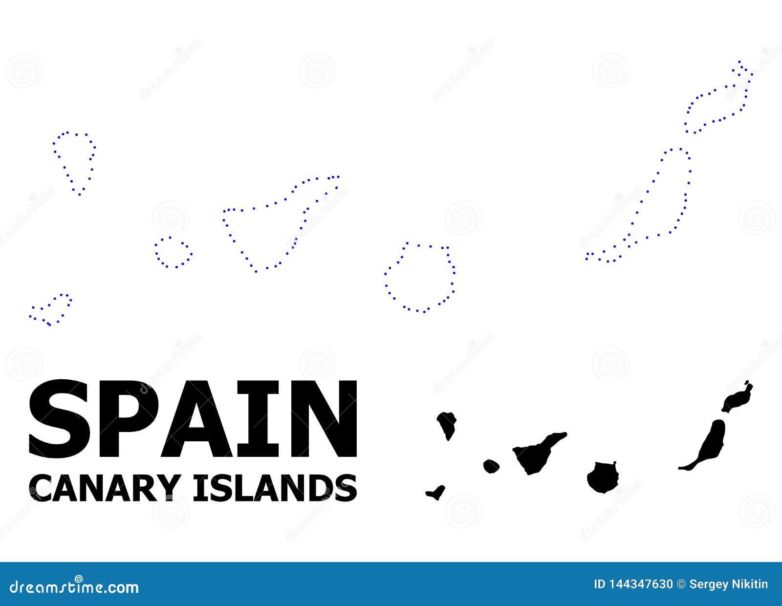 Vector Contour Dotted Map of Canary Islands with Caption Stock Vector ...