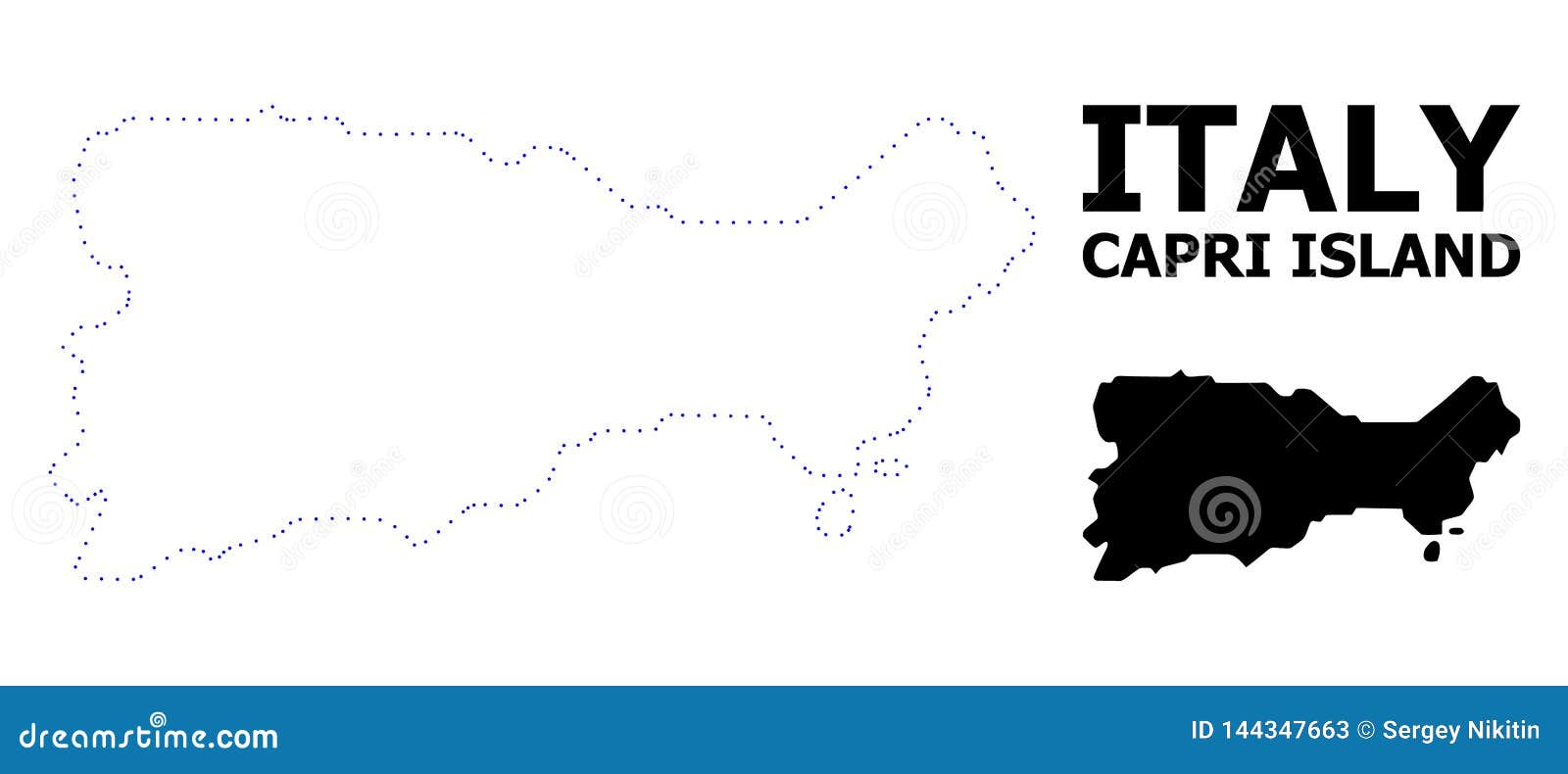 Vector Contour Dotted Map of Capri Island with Name Stock Vector ...