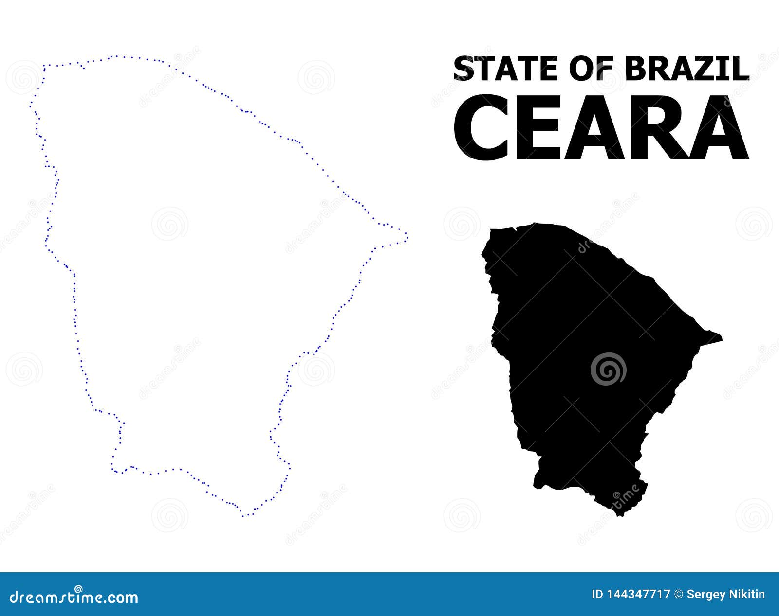 Vector Contour Dotted Map of Ceara State with Name Stock Vector ...