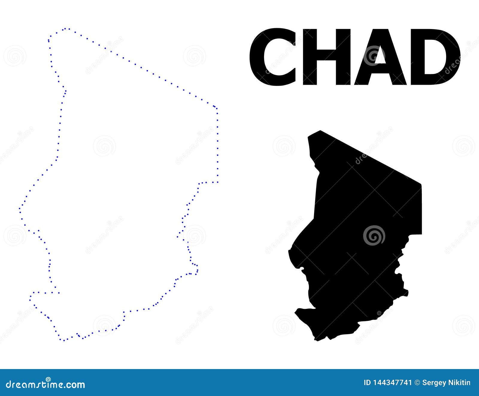 Vector Contour Dotted Map of Chad with Caption Stock Vector ...