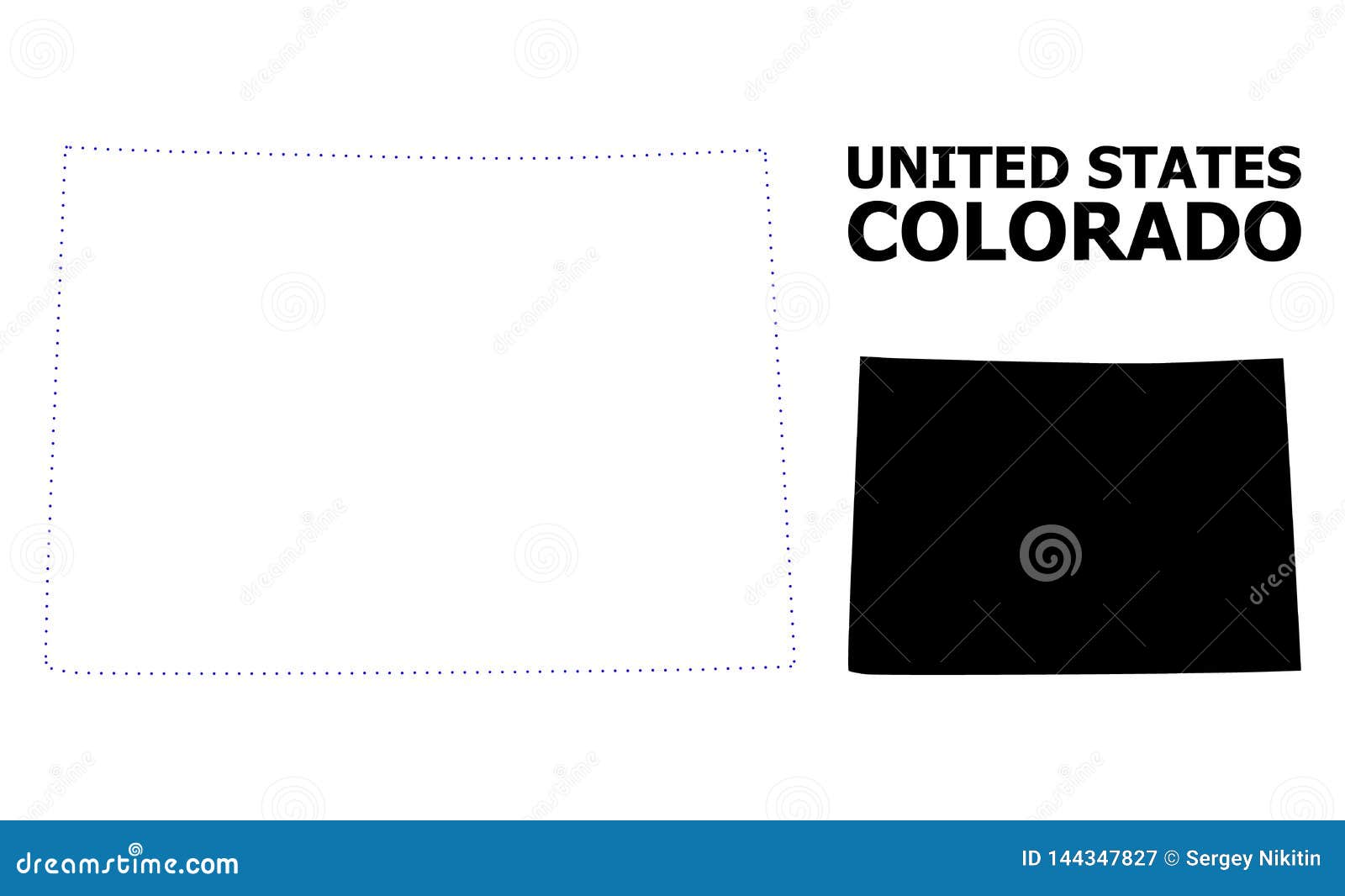 Vector Contour Dotted Map of Colorado State with Name Stock Vector ...