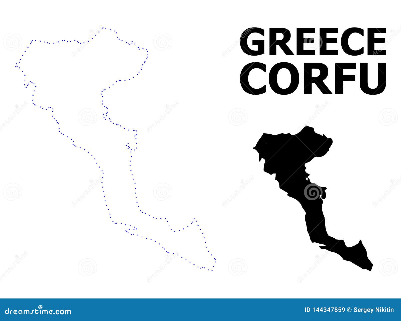 Vector Contour Dotted Map of Corfu Island with Caption Stock Vector ...