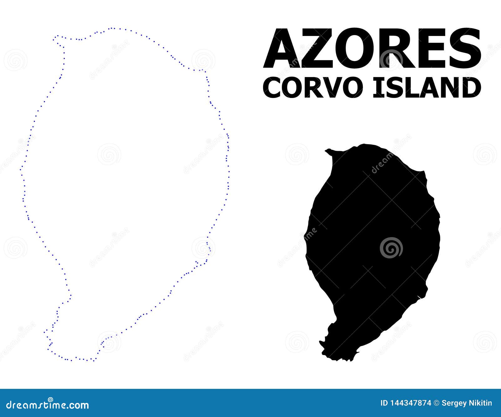 Vector Contour Dotted Map of Corvo Island with Name Stock Vector ...