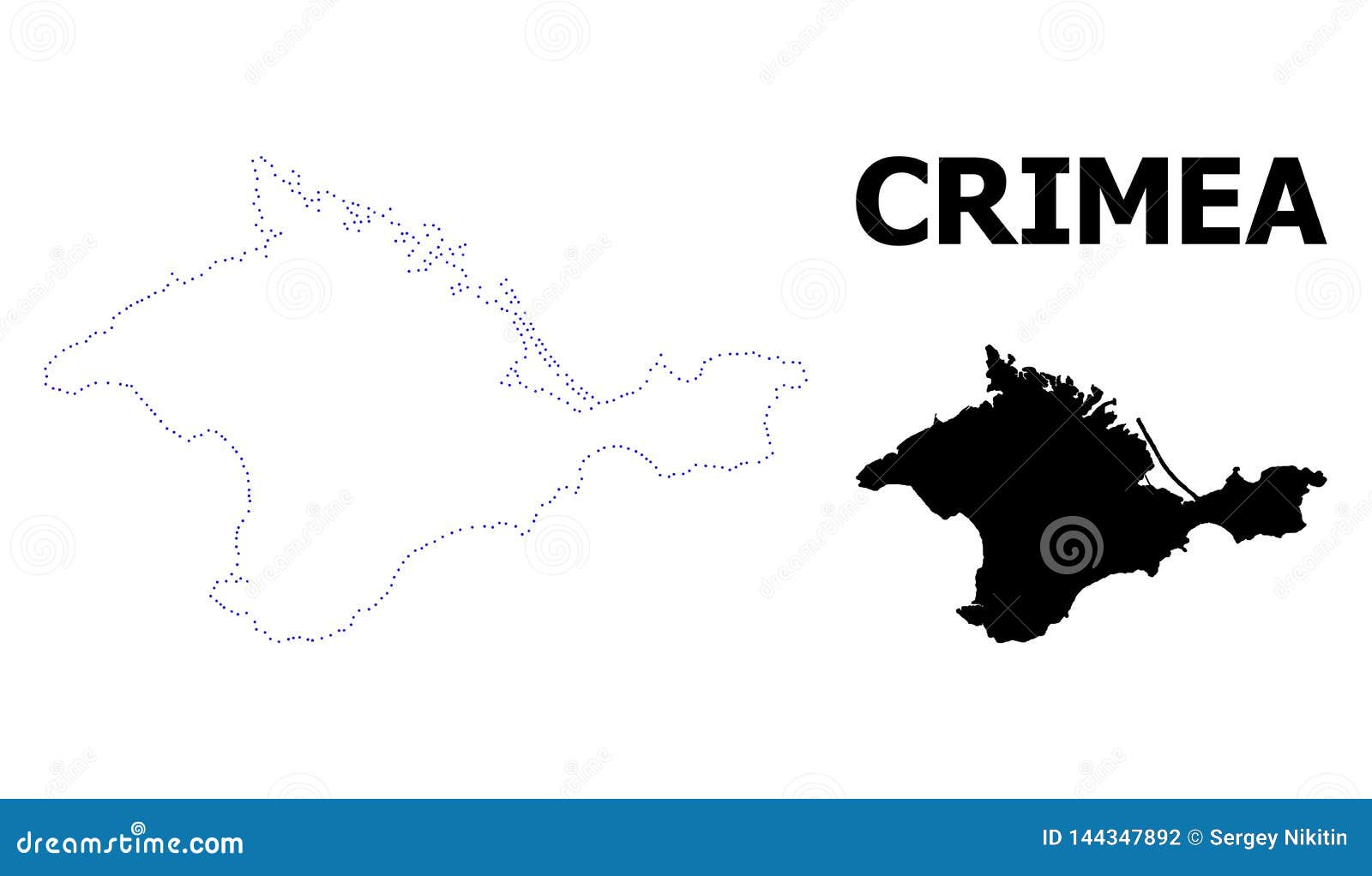 Vector Contour Dotted Map of Crimea with Caption Stock Vector ...