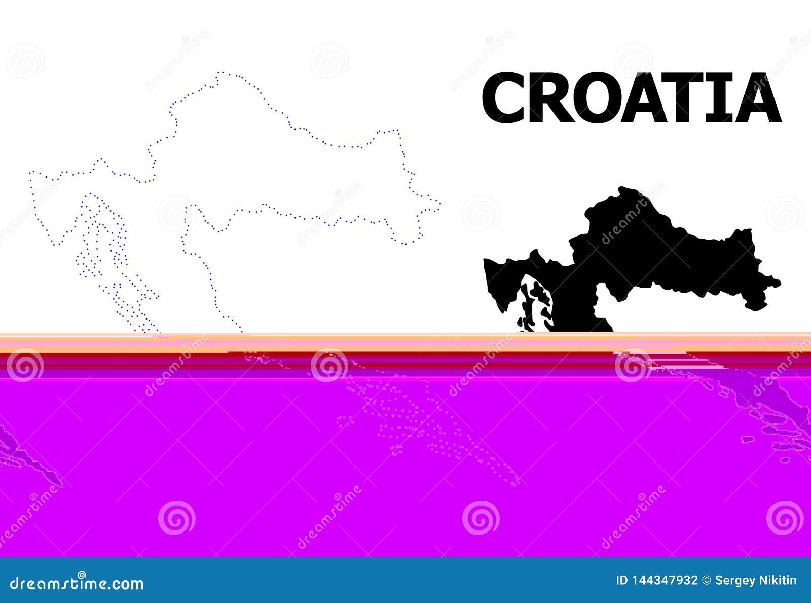 Vector Contour Dotted Map of Croatia with Name Stock Vector ...