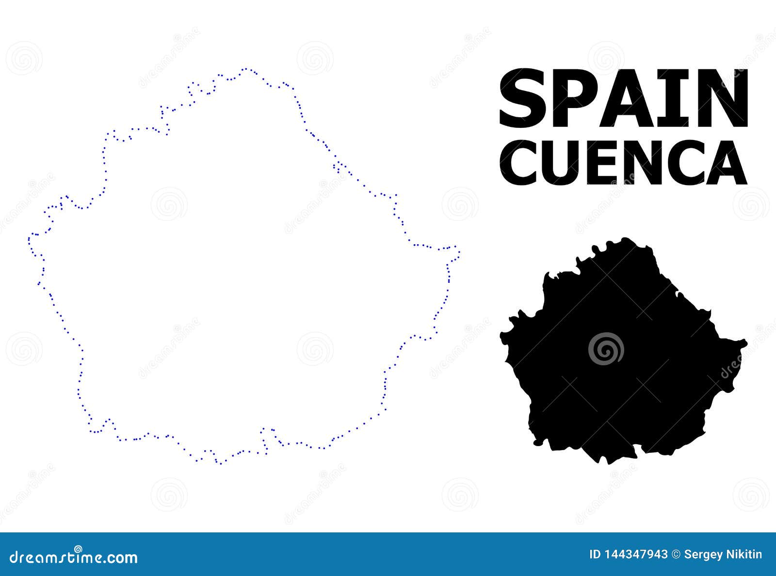Vector Contour Dotted Map of Cuenca Province with Caption Stock Vector ...