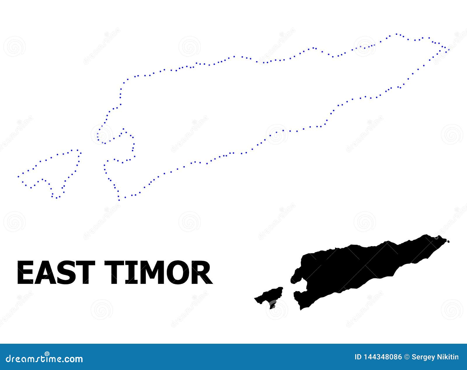 Vector Contour Dotted Map of East Timor with Caption Stock Vector ...
