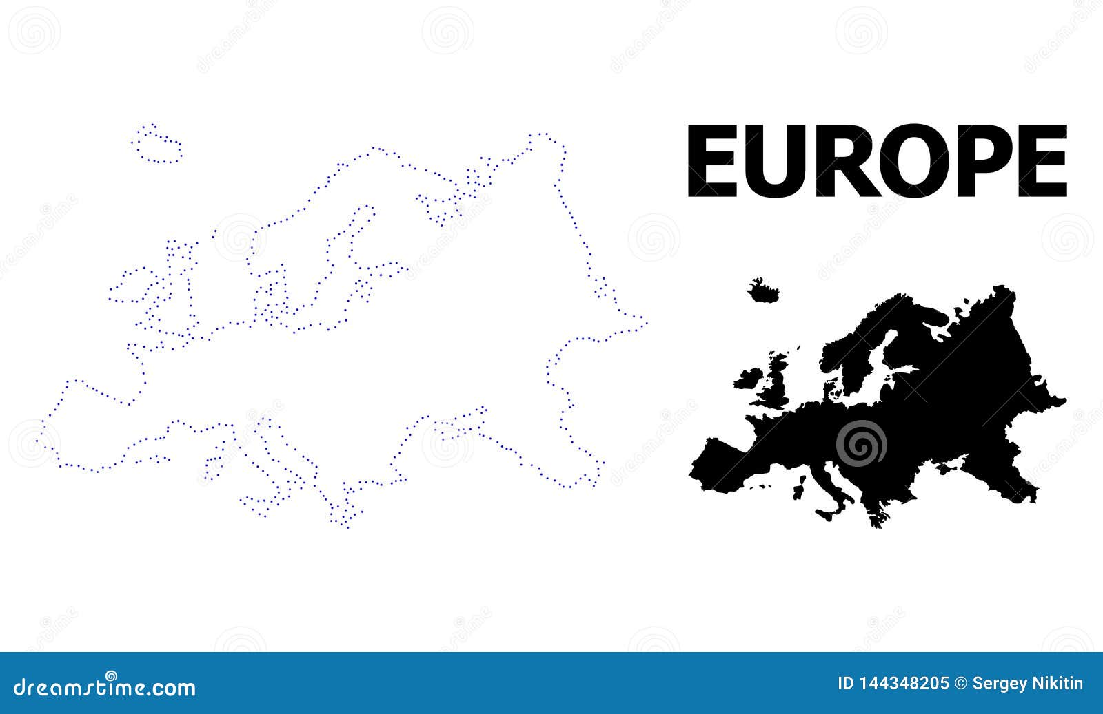 Vector Contour Dotted Map Of Europe With Caption Stock Vector ...